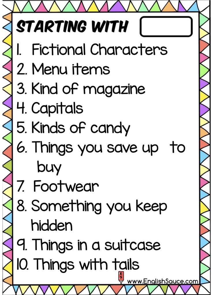Worksheet - Vocabulary - Categories - 7 - EnglishSauce